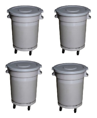 Paquete de 4 Botes cilíndricos DUST con tapa plana y dolly 168 litros ...