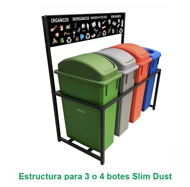 Estructura metálica desarmable para 2 botes SLIM DUST de 65 litros con ...